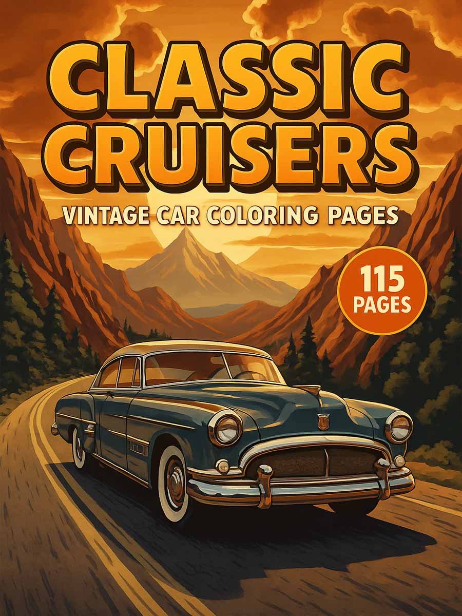 Classic Cruisers – 115 Vintage Car Coloring Pages - Coloring Page Store