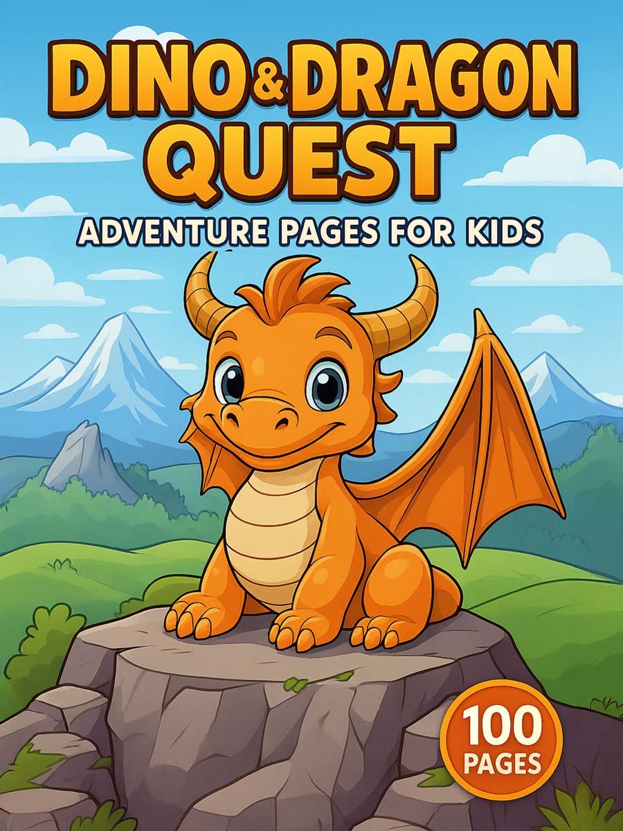 Dino & Dragon Quest – 100 Adventure Pages for Kids - Coloring Page Store