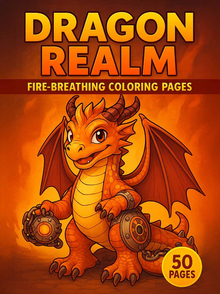 Dragon Realm – 50 Fire-Breathing Coloring Pages - Coloring Page Store