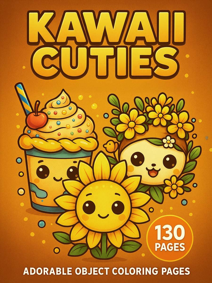 Kawaii Cuties – 130 Adorable Everyday Object Coloring Pages - Coloring ...