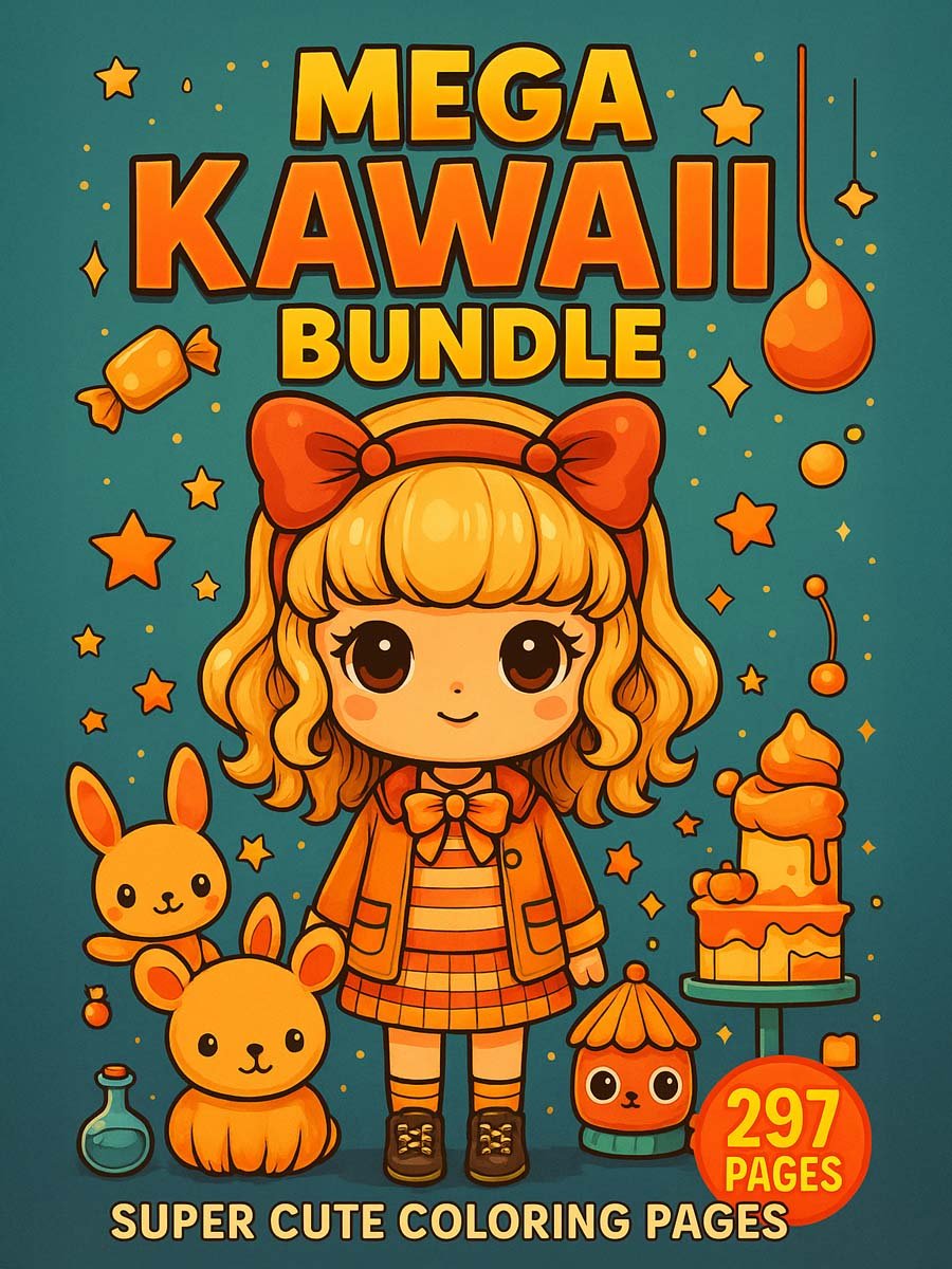 Mega Kawaii Bundle – 297 Super Cute Coloring Pages - Coloring Page Store