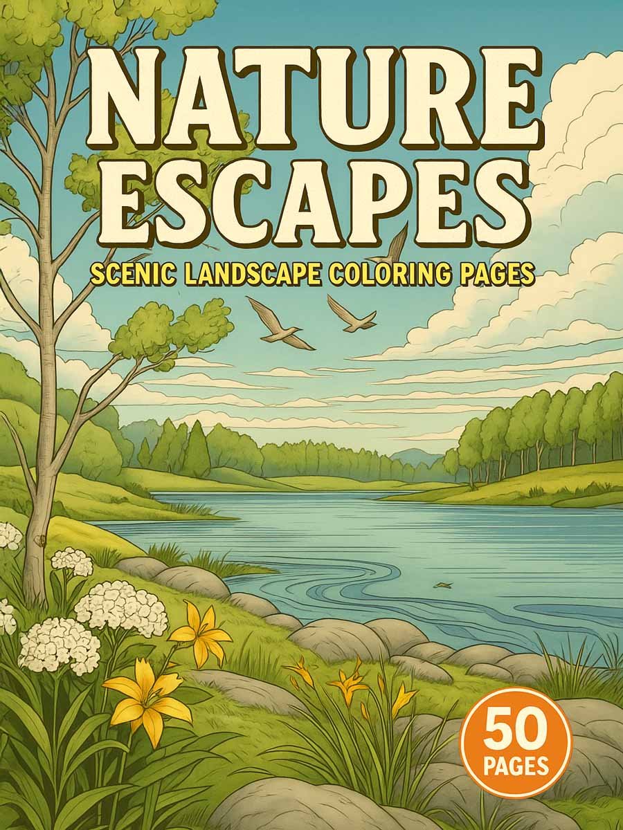 Nature Escapes – 50 Scenic Landscape Coloring Pages - Coloring Page Store