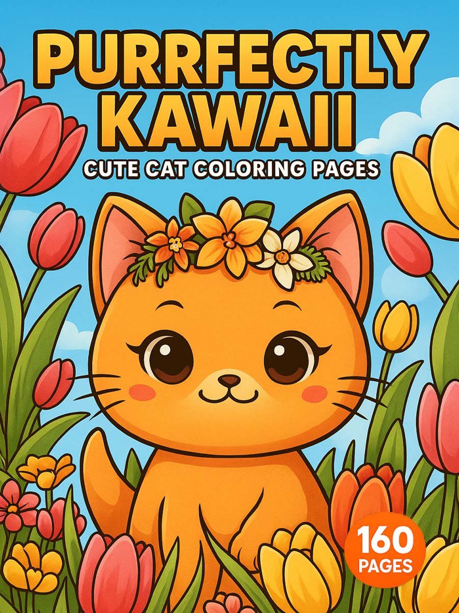 Purrfectly Kawaii – 160 Cute Cat Coloring Pages - Coloring Page Store