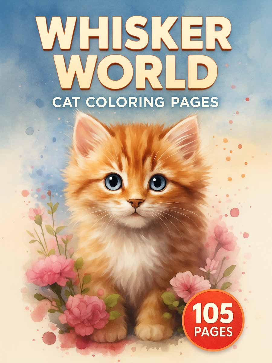 Whisker World – 105 Cat Coloring Pages - Coloring Page Store